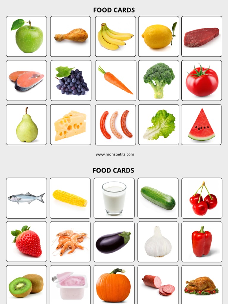 Food Cards for Kids' Learning | PDF | Lifestyle