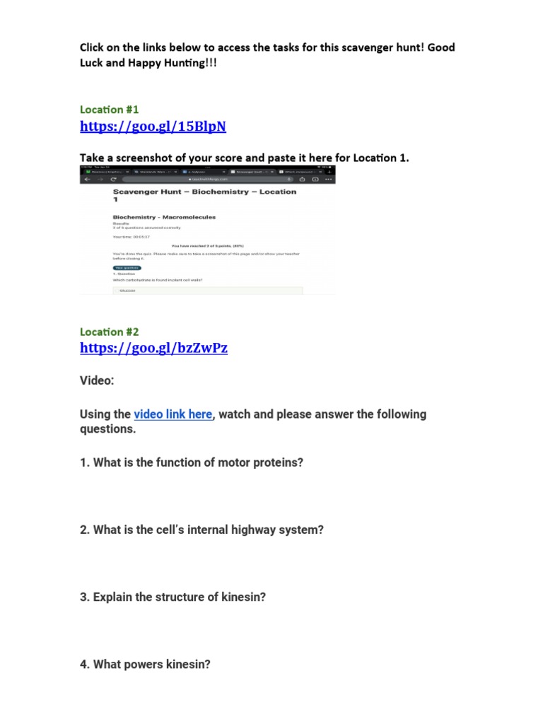 Student Copy of Biochemistry - Macromolecules - Scavenger Hunt | PDF ...