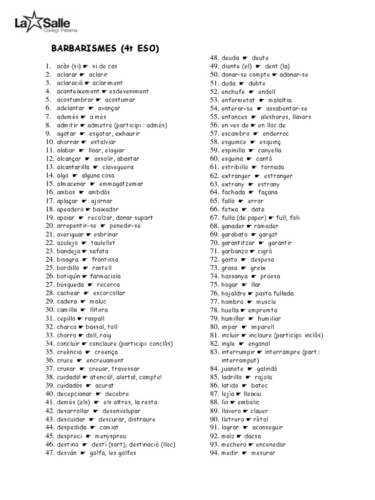 BARBARISMES 4t ESO | PDF