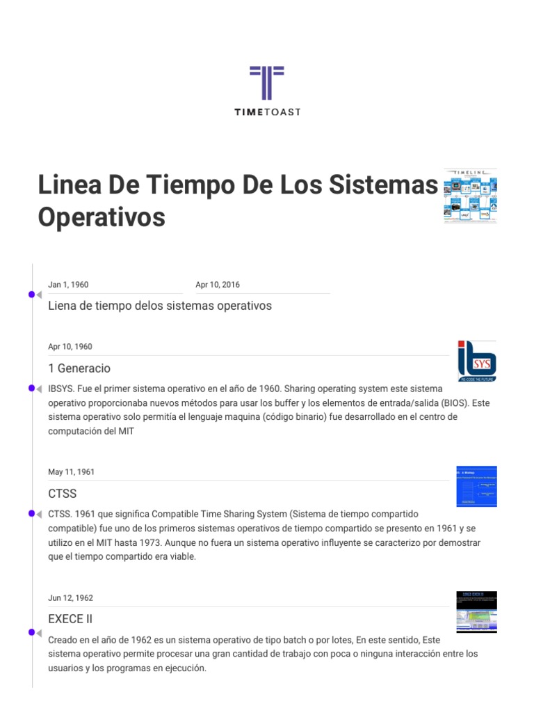 Línea de Tiempo de Sistemas Operativos | PDF | Microsoft Windows | Mac OS