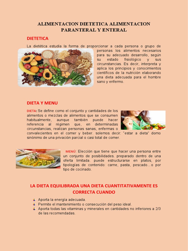 Alimentacion Dietetica Alimentacion Paranteral y Enteral | PDF | Dieta ...