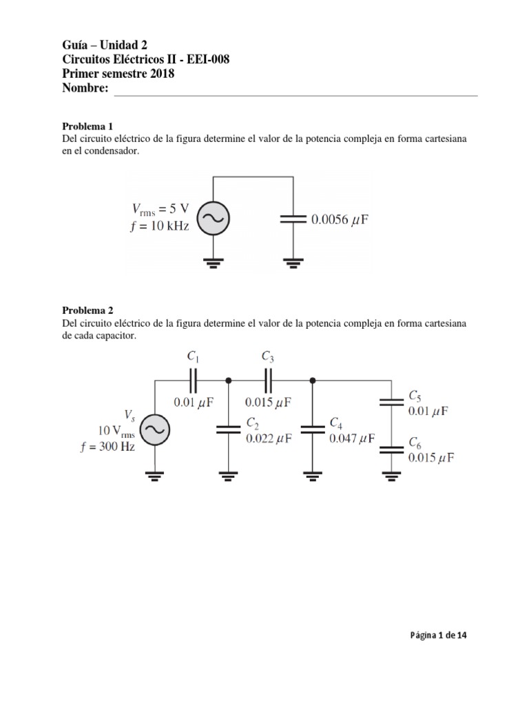 Guia 2 - Circuitos Electricos II - Unidad 2 | PDF | Energia electrica | Red eléctrica