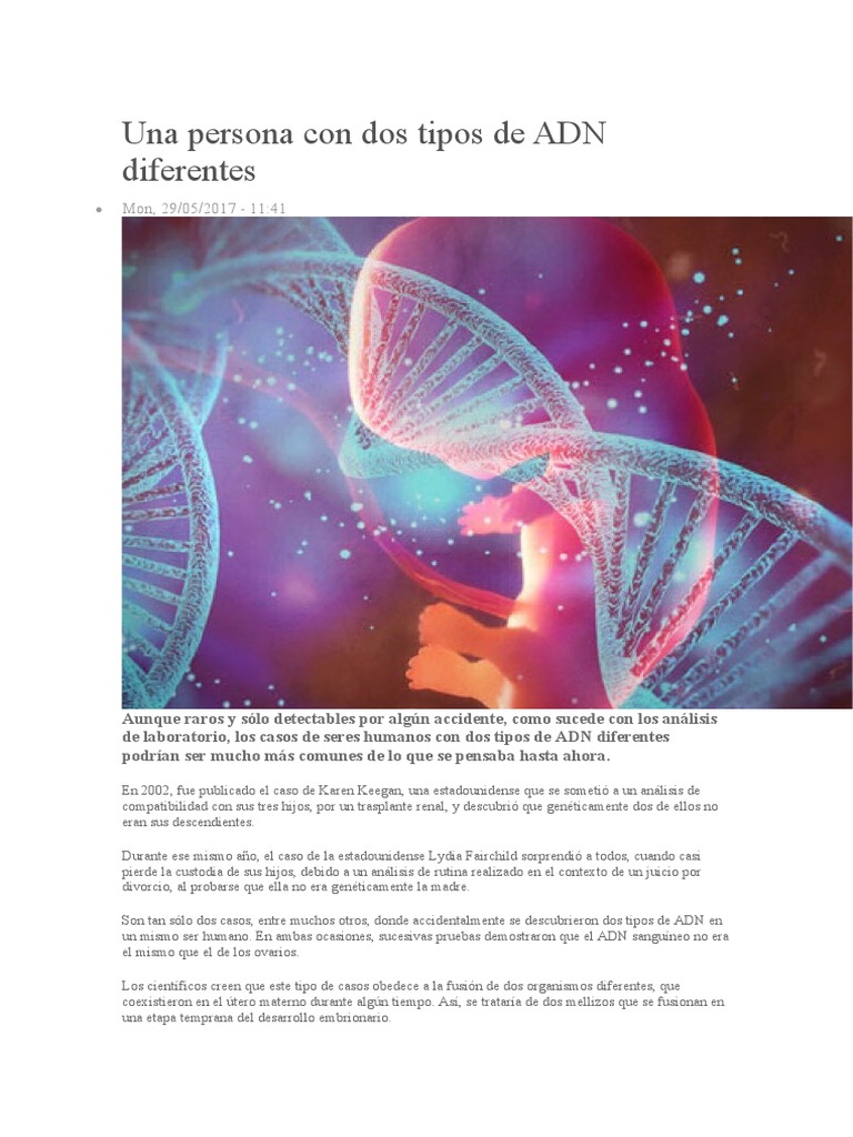 Una Persona Con Dos Tipos de ADN Diferentes | PDF