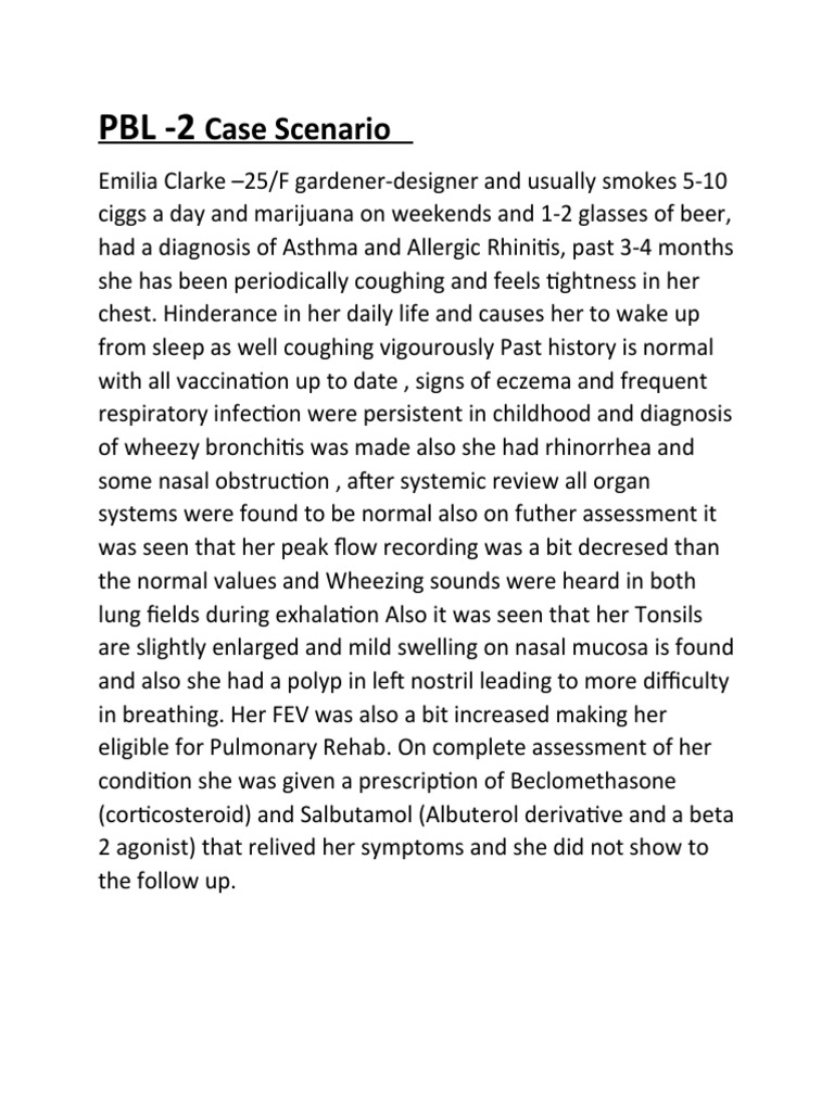 PBL Case - 2 | PDF | Respiratory Tract | Asthma