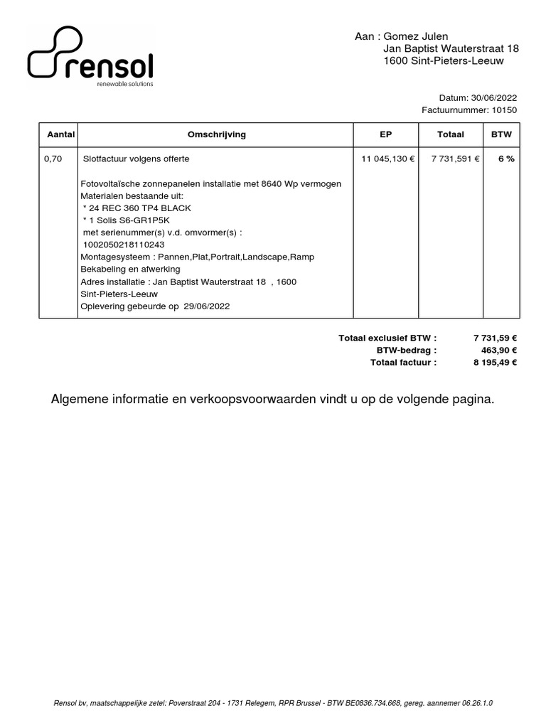 Algemene Informatie en Verkoopsvoorwaarden Vindt U Op de Volgende ...