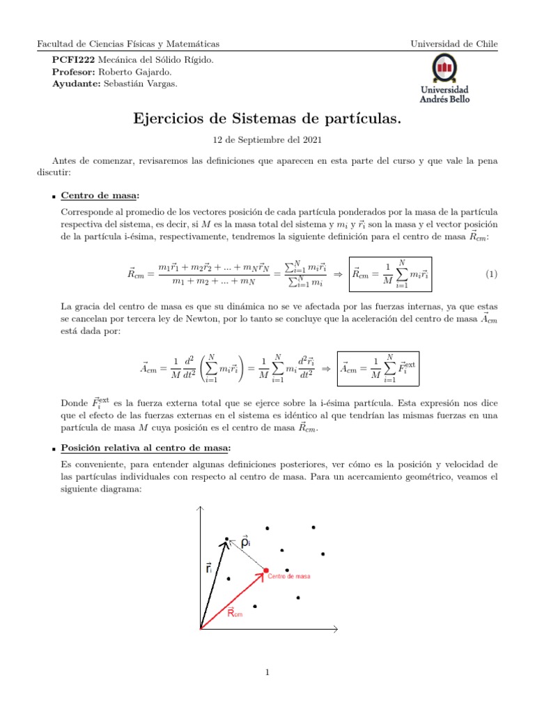 Ejercicios Sistemas de Partículas | PDF | Momento angular | Masa