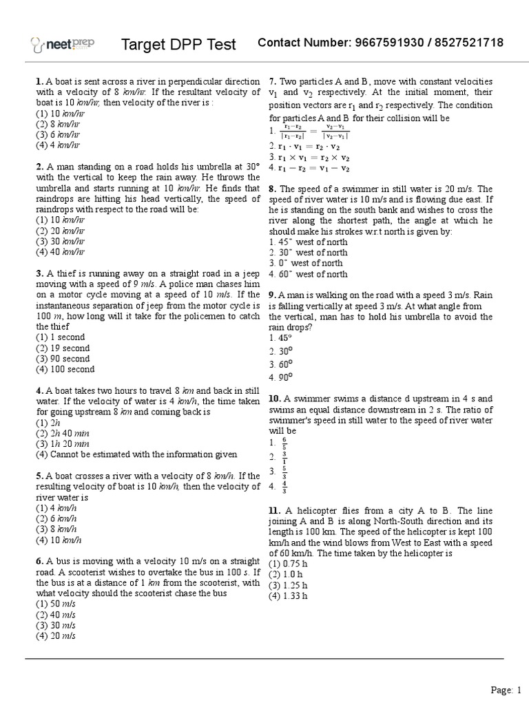 Target DPP Test Relative Motion | PDF | Speed | Acceleration