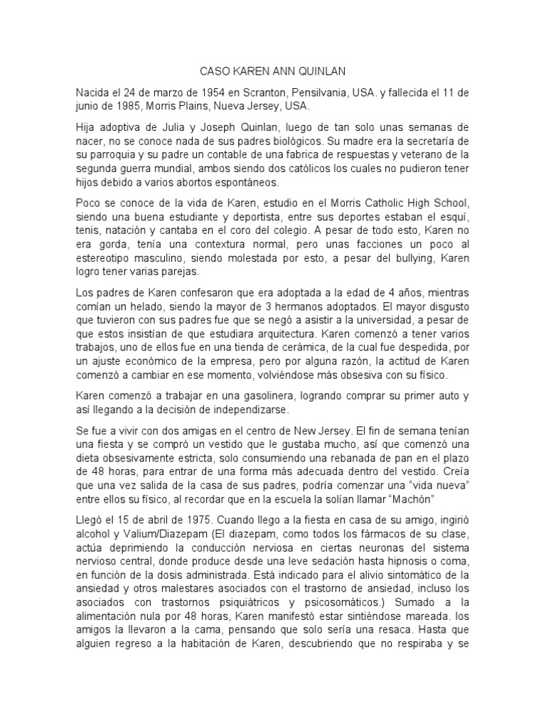 Caso Karen Ann Quinlan | PDF | Medicina CLINICA | Medicina