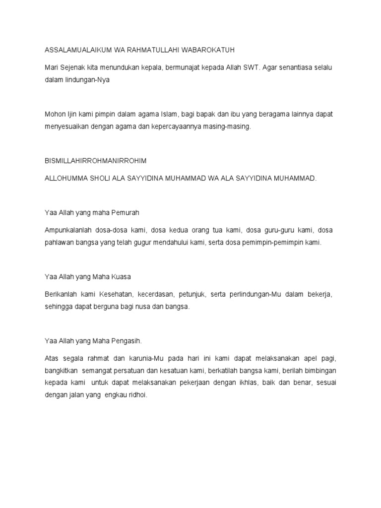 Teks Doa Apel Pagi | PDF