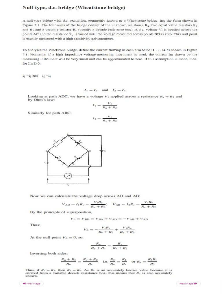 Wheatstone Bridge Null Type D C Bridge | PDF