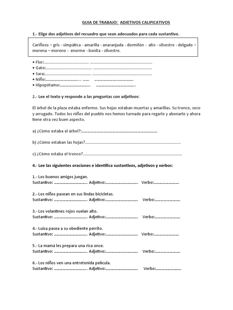 Guía de Adjetivos para Estudiantes | PDF | Adjetivo