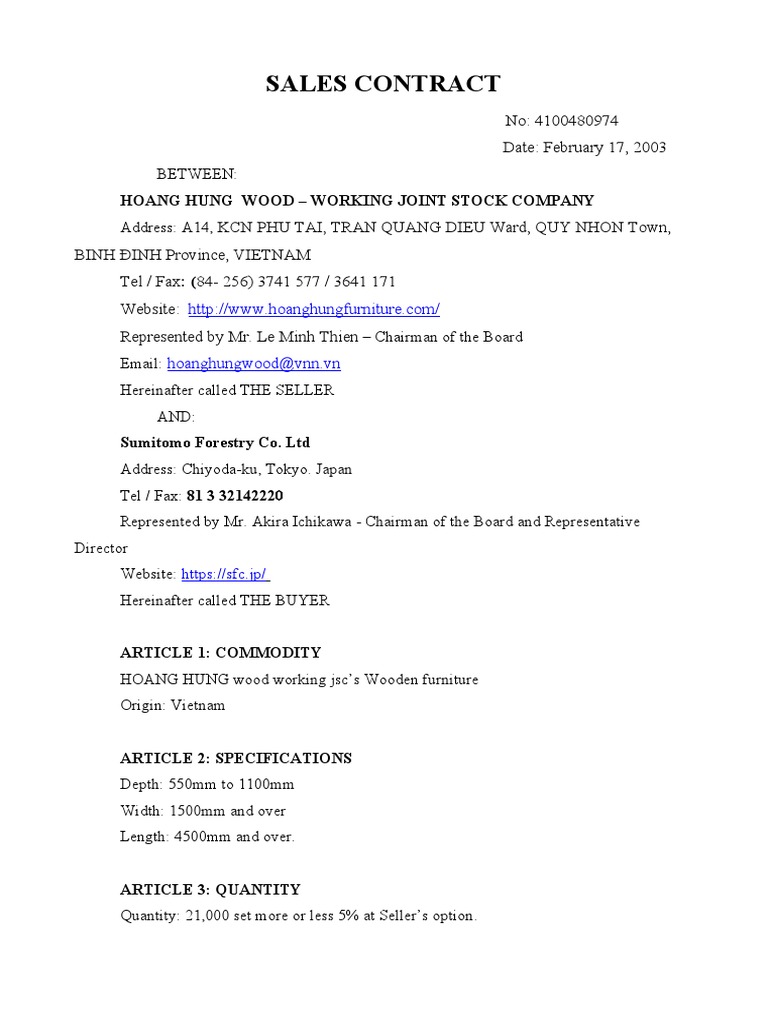 Sales Contract | PDF | Law