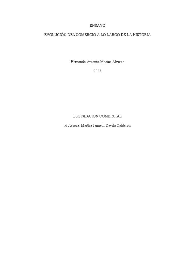 Ensayo Evolución Del Comercio | PDF | Comercio | Permuta