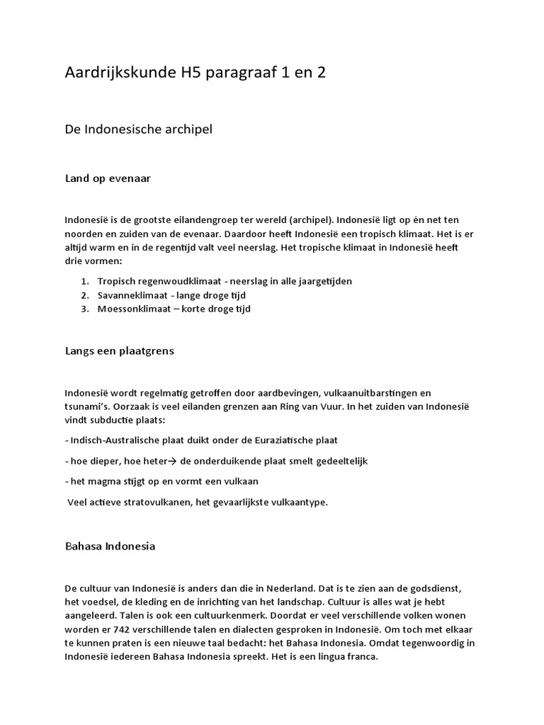 Aardrijkskunde H5 Paragraaf 1 en 2 | PDF
