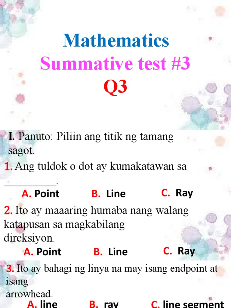 Summative Test #3 Math | PDF