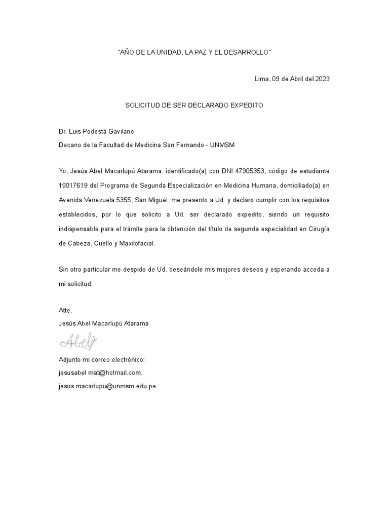 Solicitud de Expedito | PDF