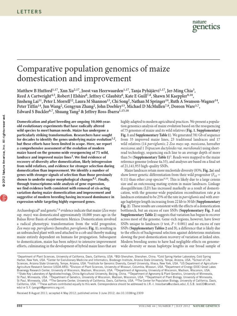 Comparative Population Genomics of Maize Domestication and Improvement ...