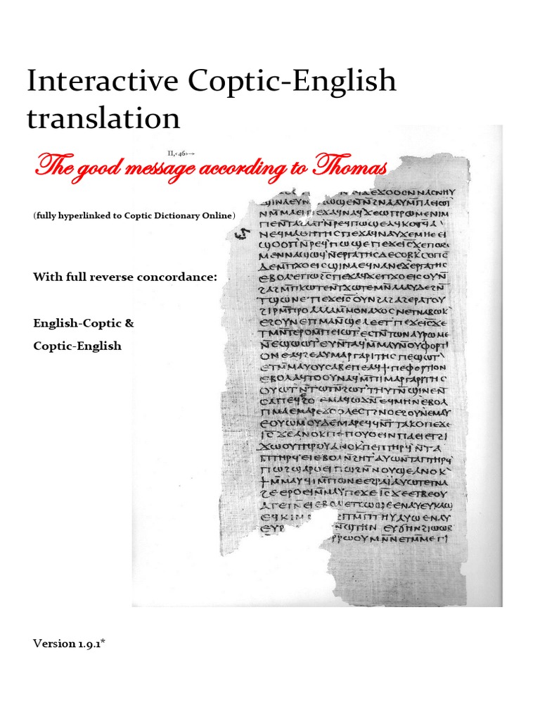 Coptic-English Gospel of Thomas | PDF | Plural | Grammatical Number
