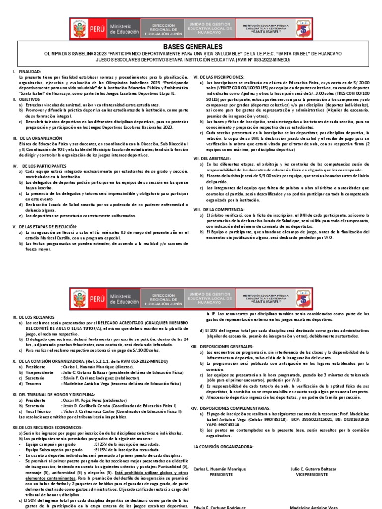 Bases Olimpiadas Isabelinas 2023 | PDF | Deporte del atletismo ...