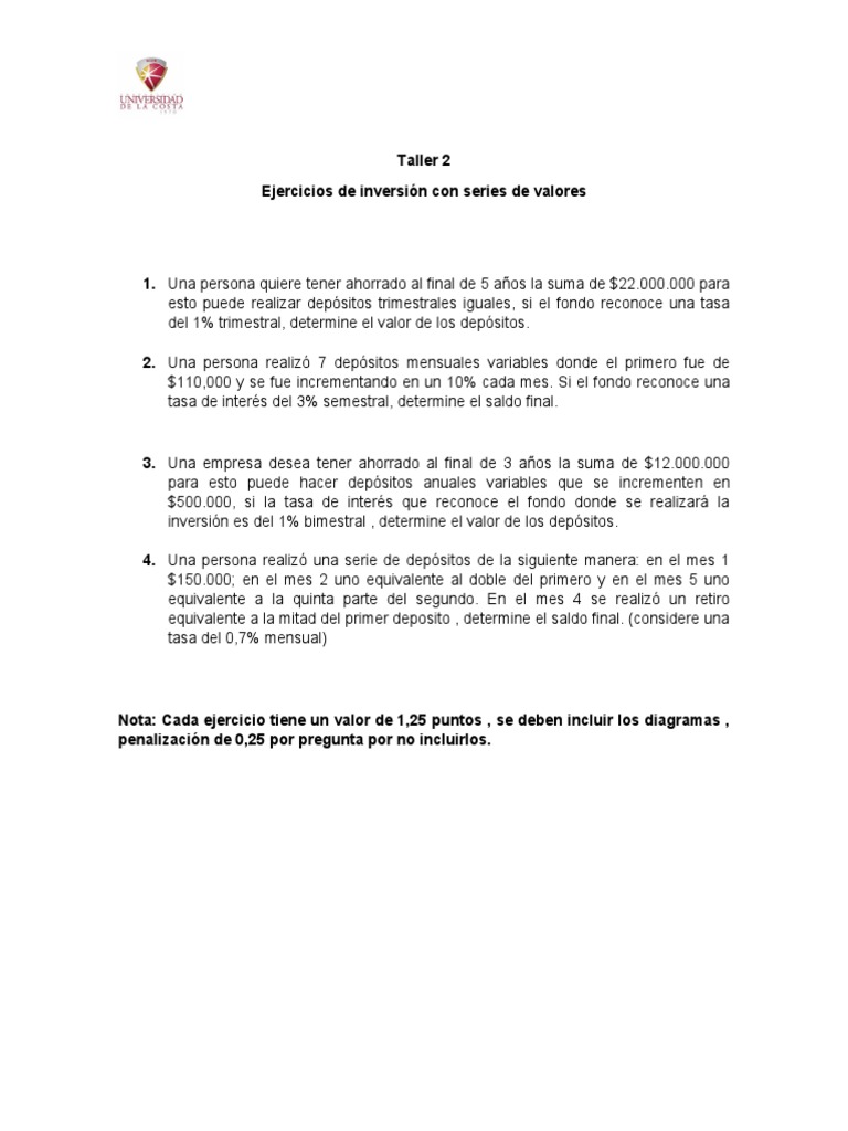 Ejercicios Casos de Inversión Con Series de Valores | PDF
