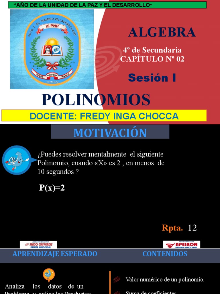 Algebra: 4º de Secundaria Capítulo #02 | PDF | Matemáticas | Álgebra