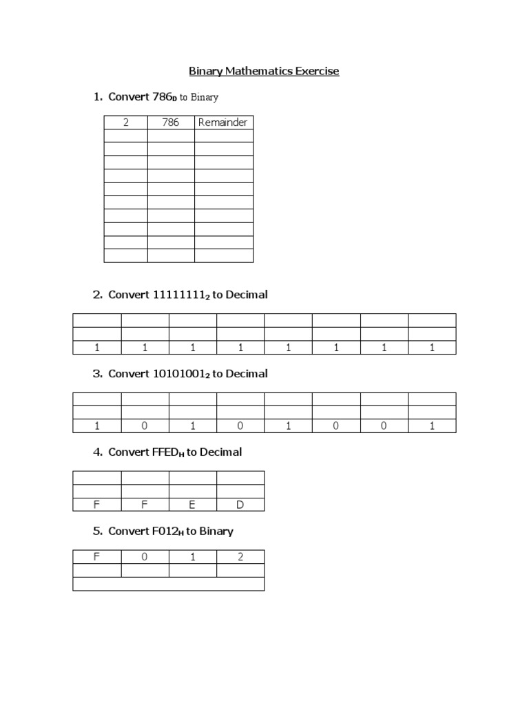 Binary EXERCISE | PDF