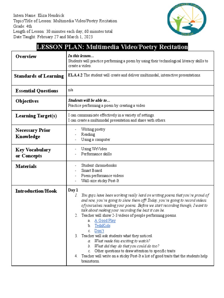 Multimedia Lesson Plan | PDF | Multimedia | Teachers