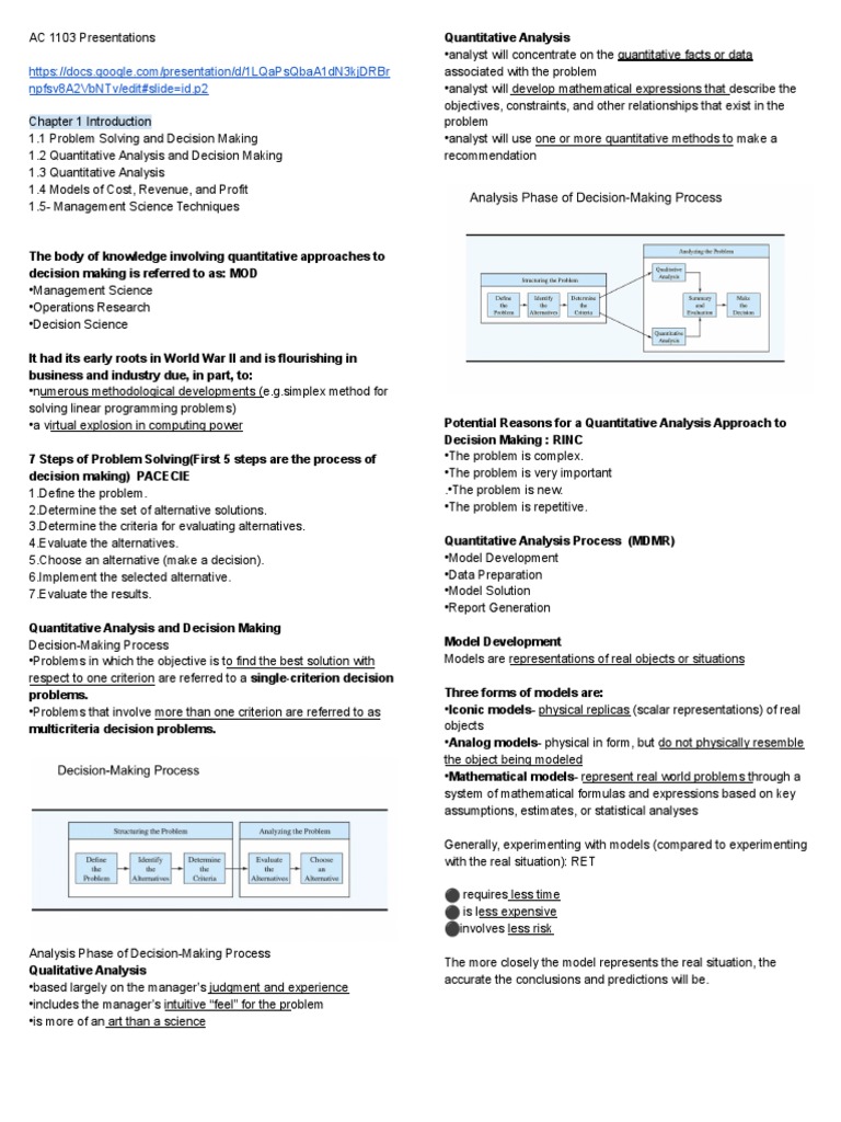AC 1103 Quantitative Analysis Presentations | PDF | Decision Making | Linear Programming