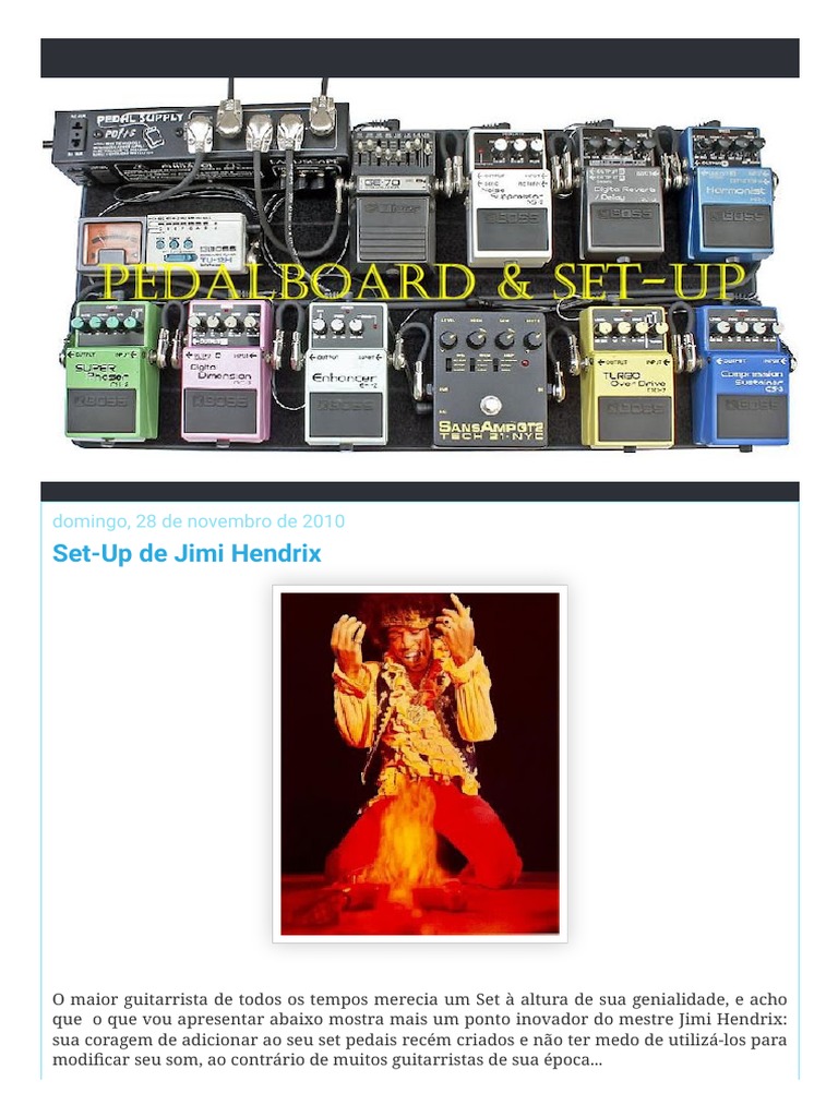 Análise detalhada do setup de guitarra inovador de Jimi Hendrix | PDF ...