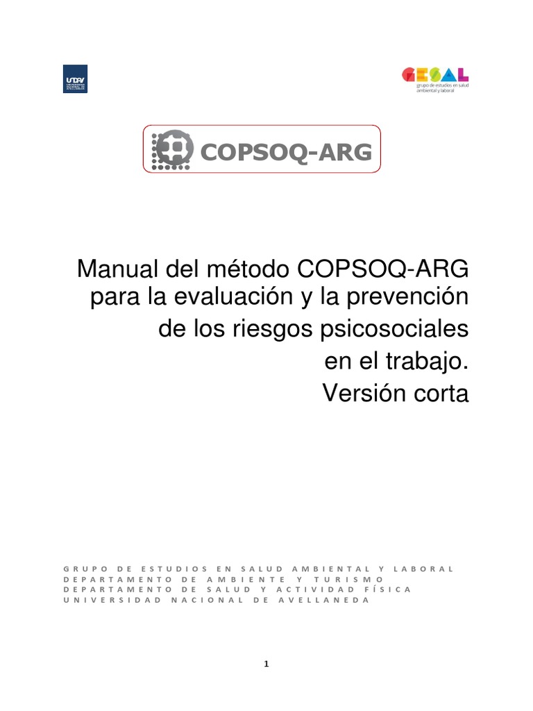 RELATS A SST Manual | PDF | Seguridad y salud ocupacional | Estrés ...