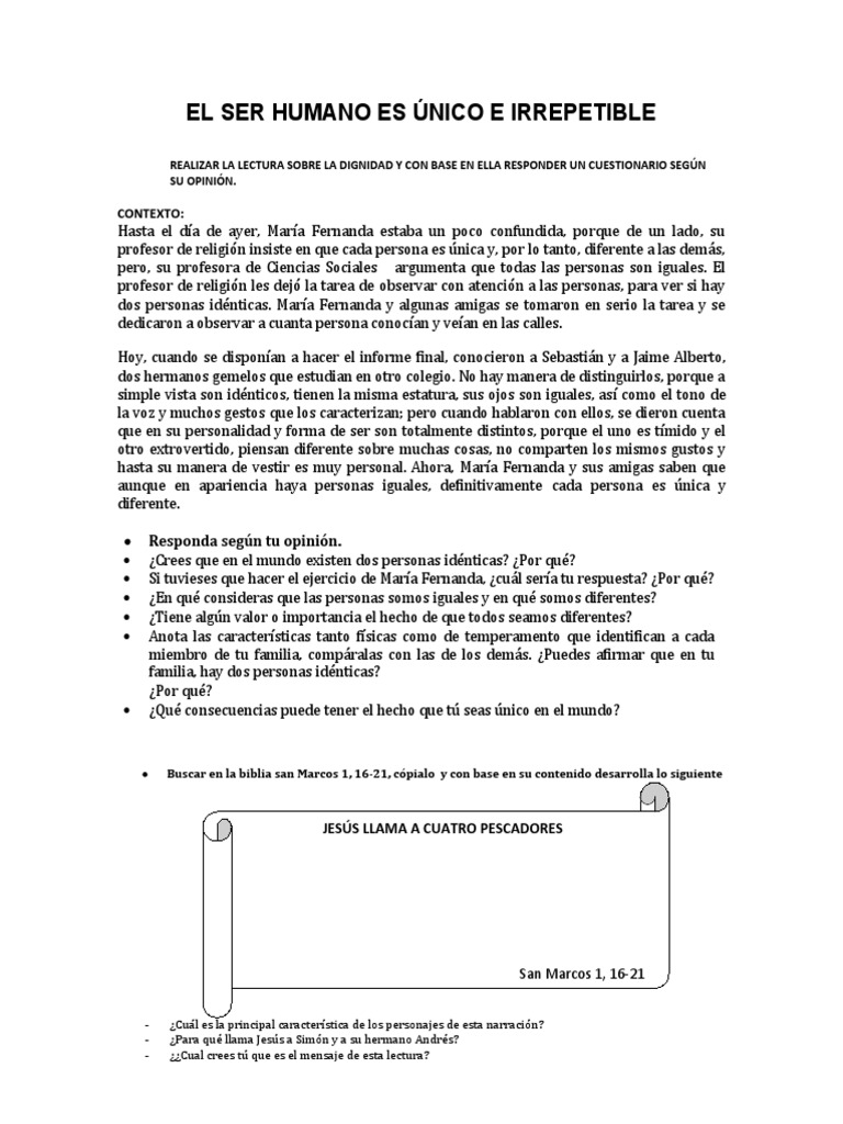 El Ser Humano Es Único E Irrepetible: Contexto | PDF | Clonación
