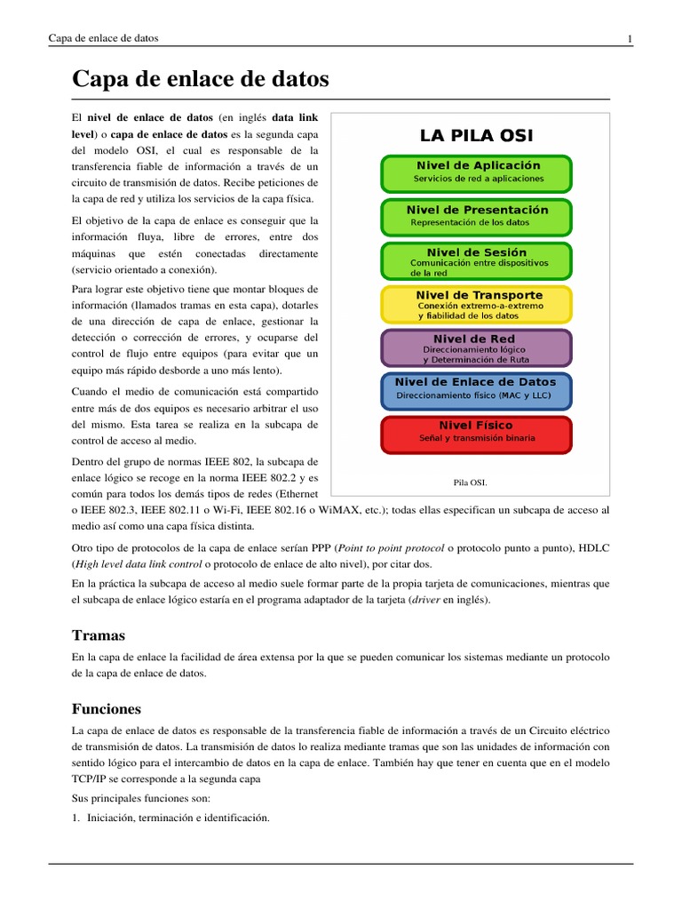 Redes - Capa de Enlace de Datos | Descargar gratis PDF | Estándares ...