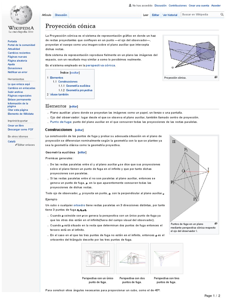 Proyección Cónica | PDF | Perspectiva (Gráfica) | Geometria plana)