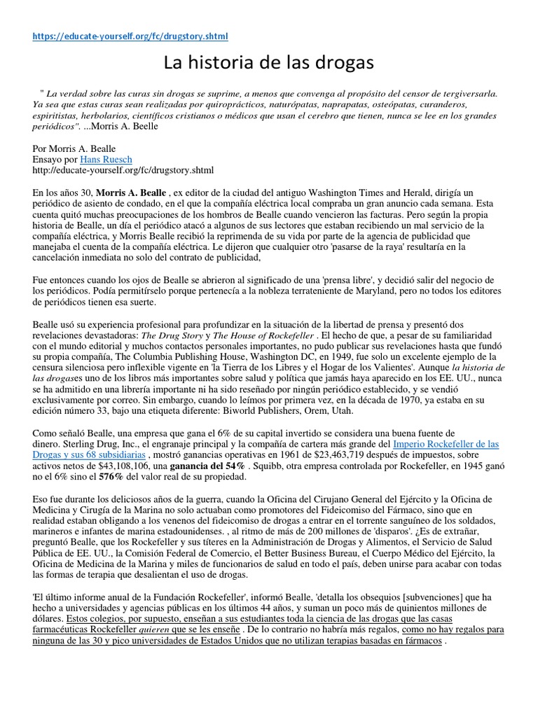 La Historia de Las Drogas | PDF | John D. Rockefeller | Los Estados Unidos