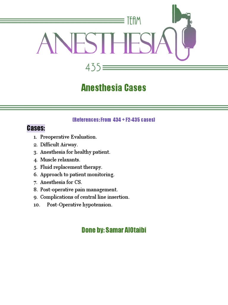 Anesthesia Cases | PDF