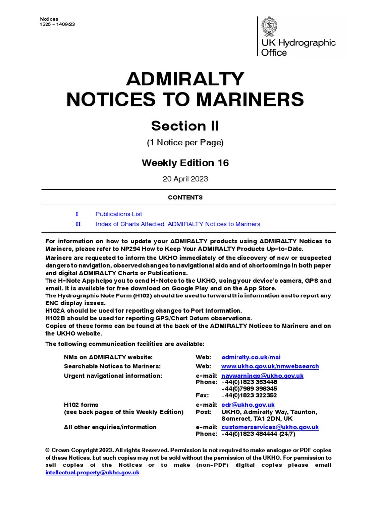 Admiralty Notices To Mariners: Section II | PDF | Navigation | Physical ...