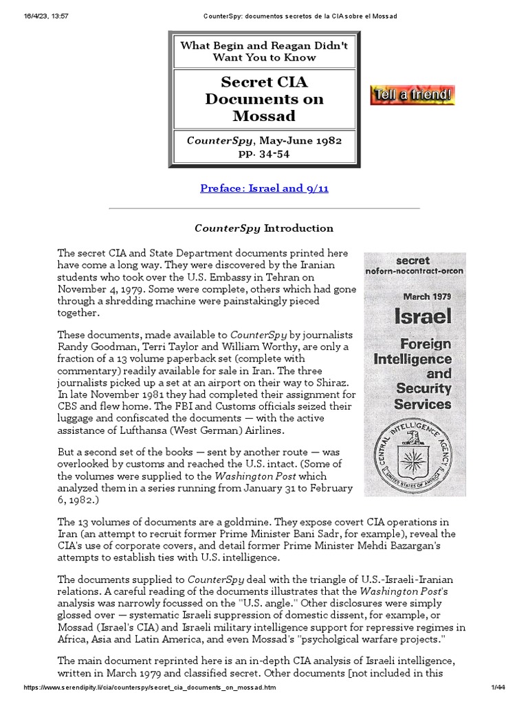 CounterSpy - Documentos Secretos de La CIA Sobre El Mossad | PDF | Mandatory Palestine | Mossad