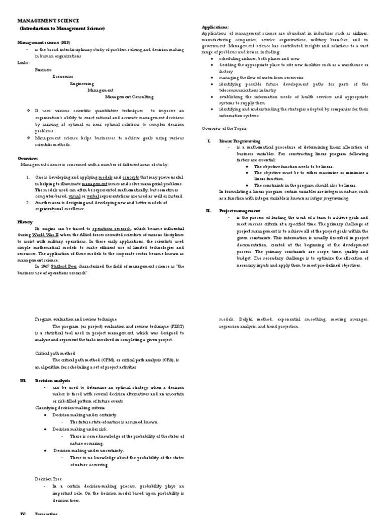 Management Science 2 | PDF | Linear Programming | Mathematical Optimization