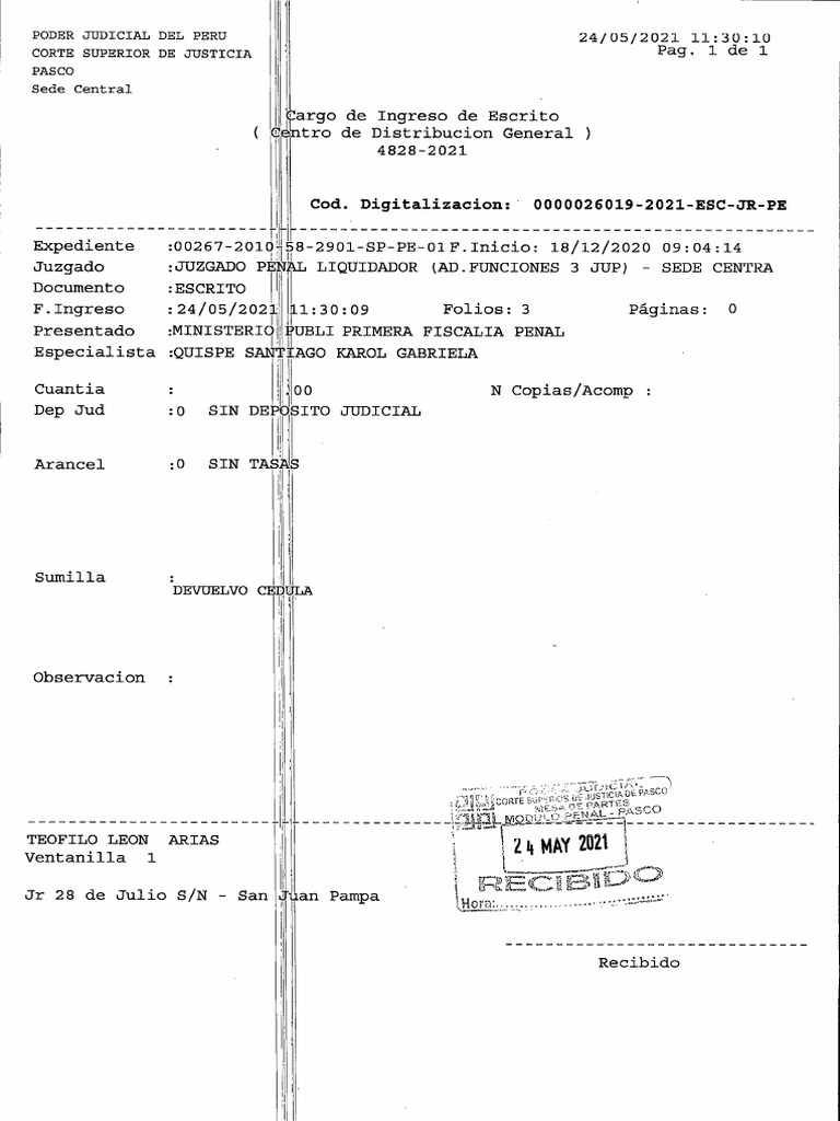 Devuelvo Cedula | PDF