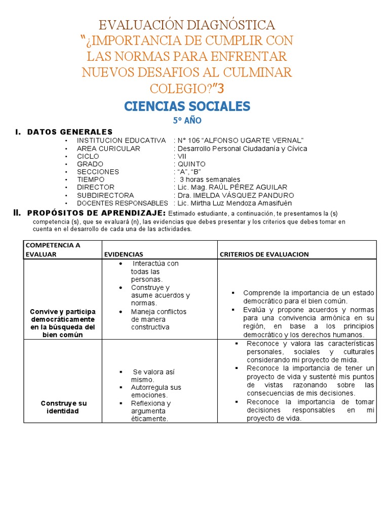 Evaluación Diagnóstica Ciencias Sociales | PDF