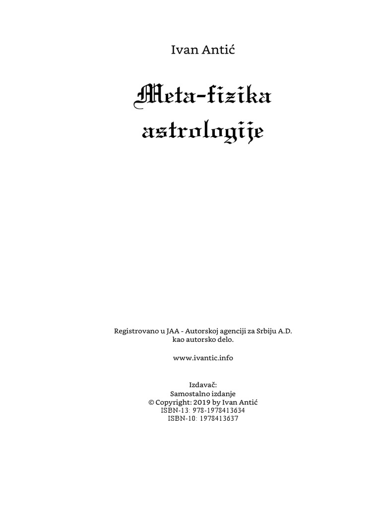 Meta - Fizika Astrologije: Ivan Antić | PDF