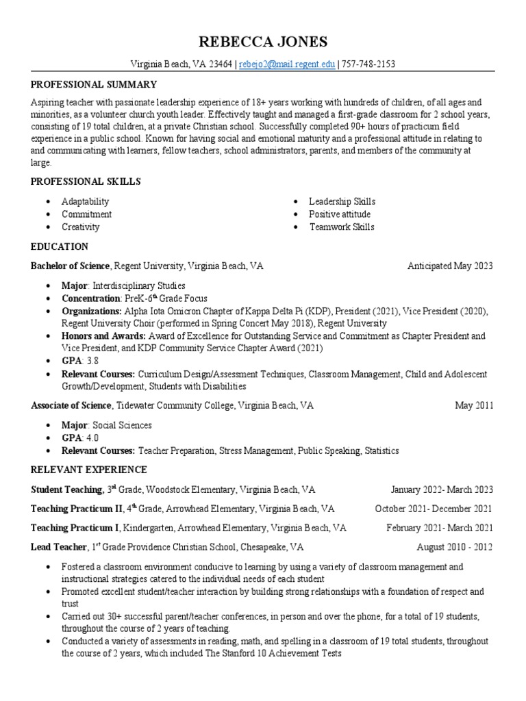 Jones Rebecca Resume | PDF