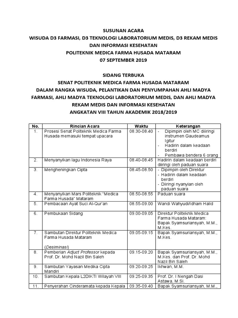 Susunan Acara Wisuda | PDF