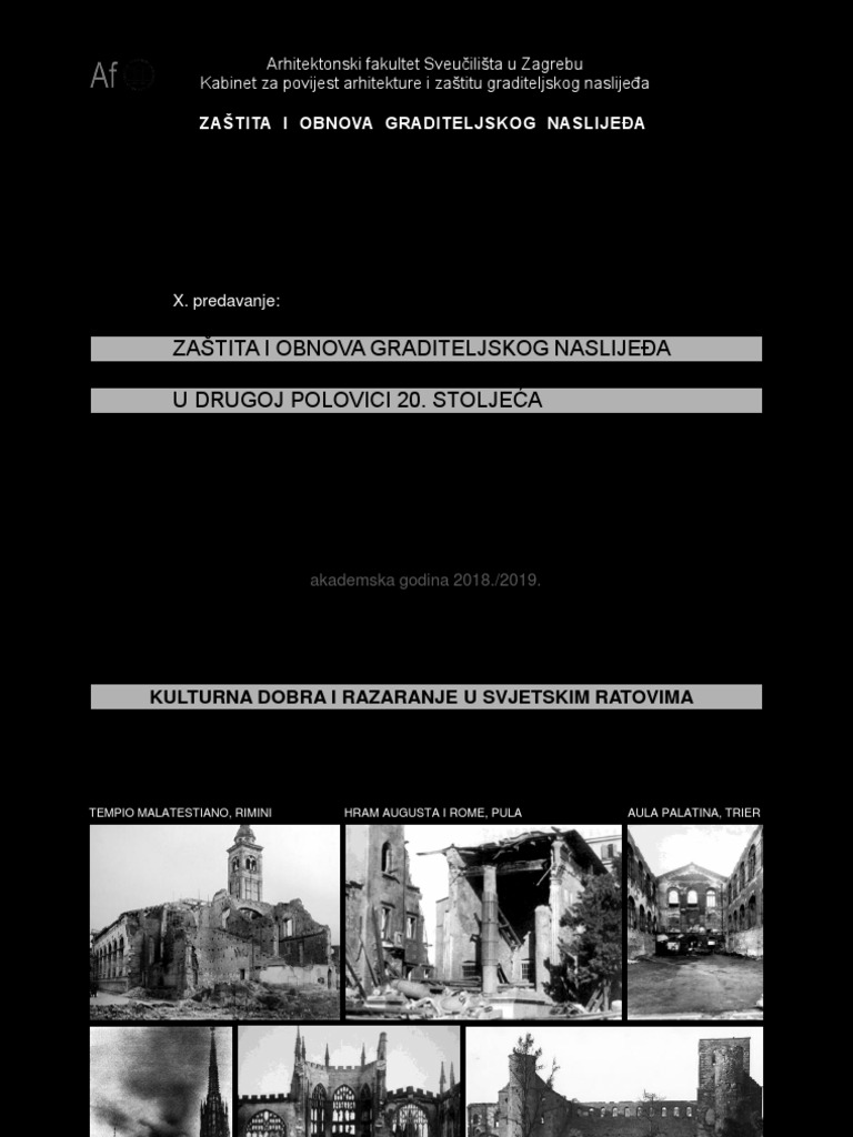 Zaštita I Obnova Graditeljskog Naslijeđa U Drugoj Polovici 20. Stoljeća | PDF