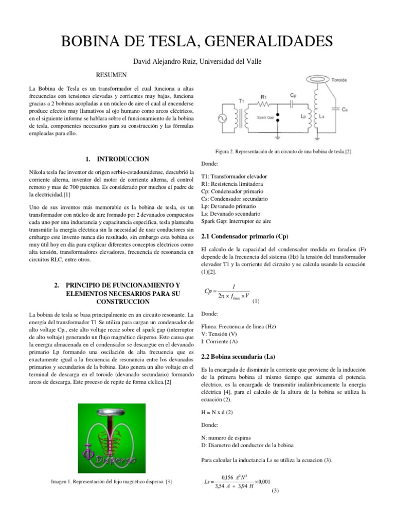 Bobina de Tesla: Funcionamiento y Diseño | PDF | Inductor | Transformador