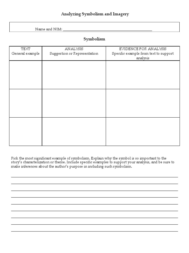 Worksheet-Symbolism and Imagery | PDF