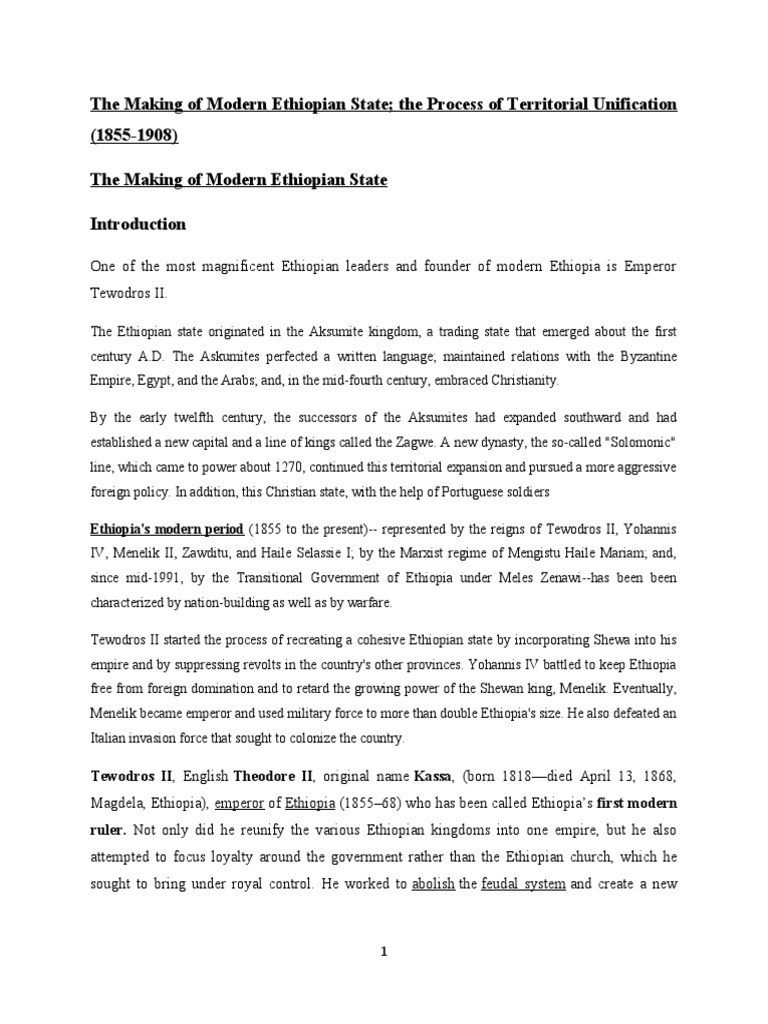 The Making of Modern Ethiopian State Assignment Admas | PDF | Ethiopia