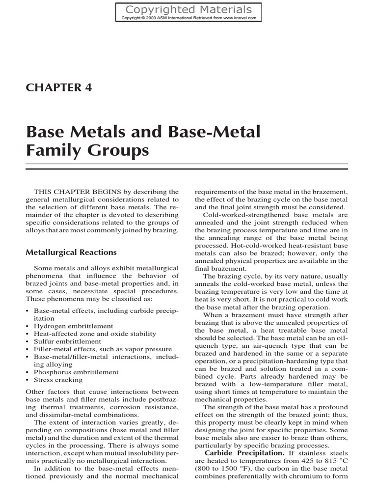 Base Metals and Base-Metal Family Groups: Metallurgical Reactions | PDF ...