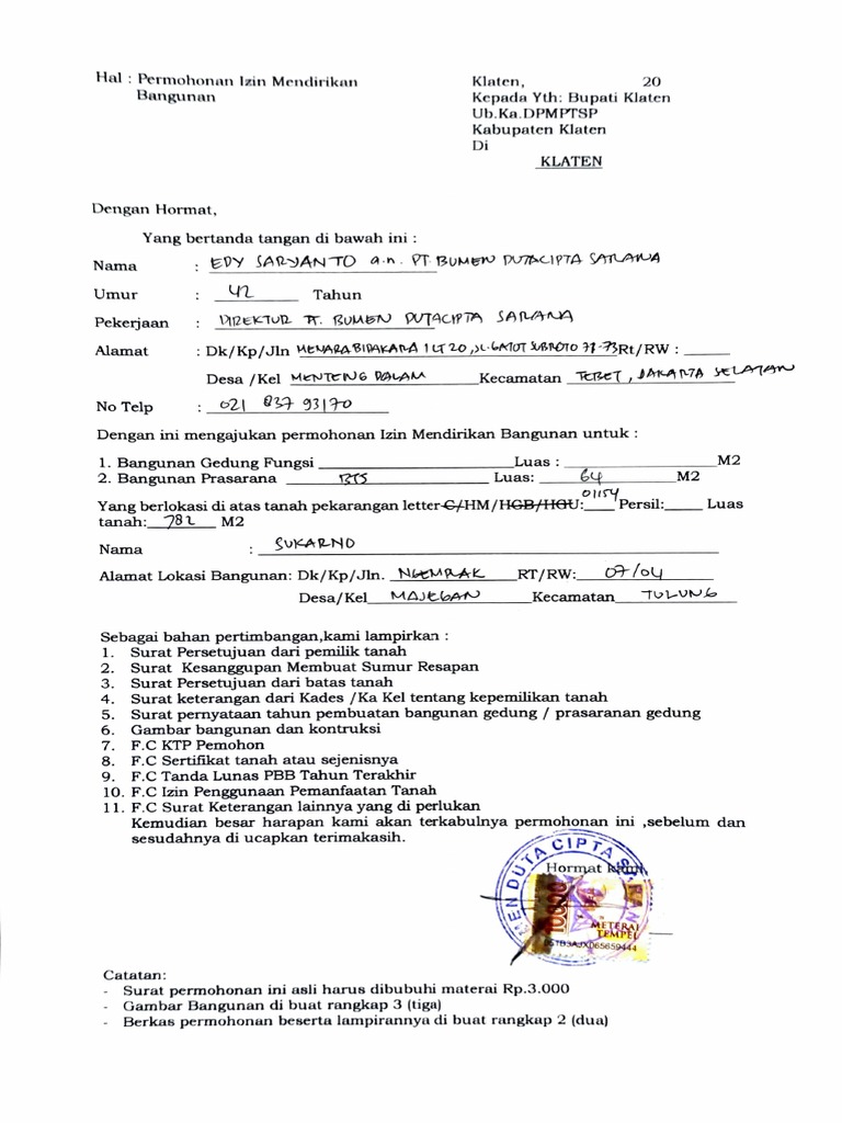 Ajuan IMB BDCS Majegan | PDF