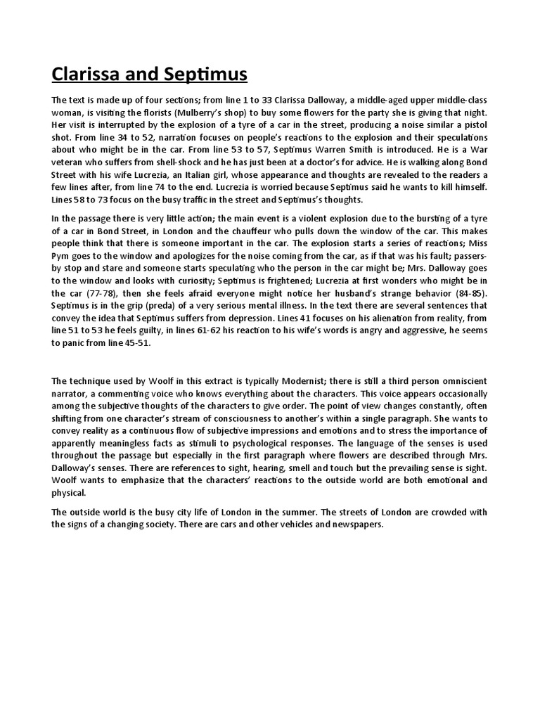 Clarissa and Septimus-Testi | PDF | Narration | Mrs Dalloway